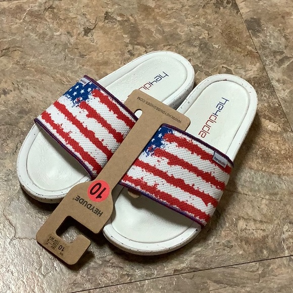Hey Dude | Shoes | Hey Dude Red White Blue Slides | Poshmark